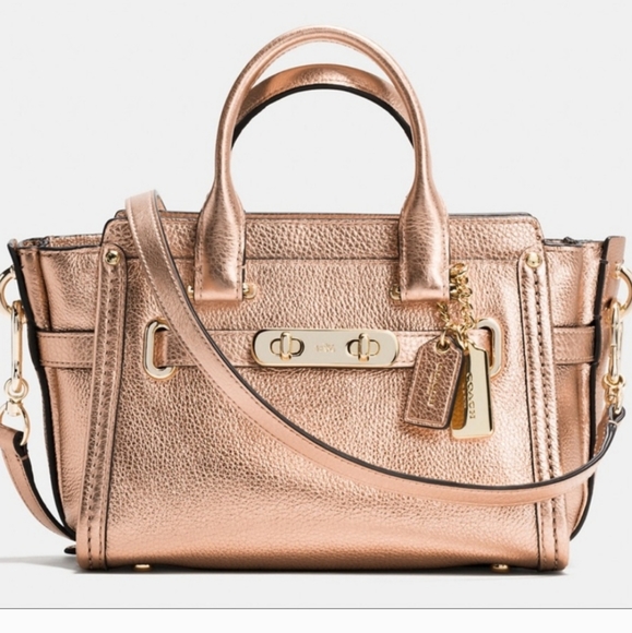 Coach | Bags | Coach Swagger 2 Metallic Rose Gold Pebble Leather Mini ...
